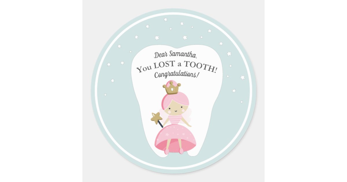 You Lost a Tooth Personalized Tooth Fairy Sticker. Classic Round ...