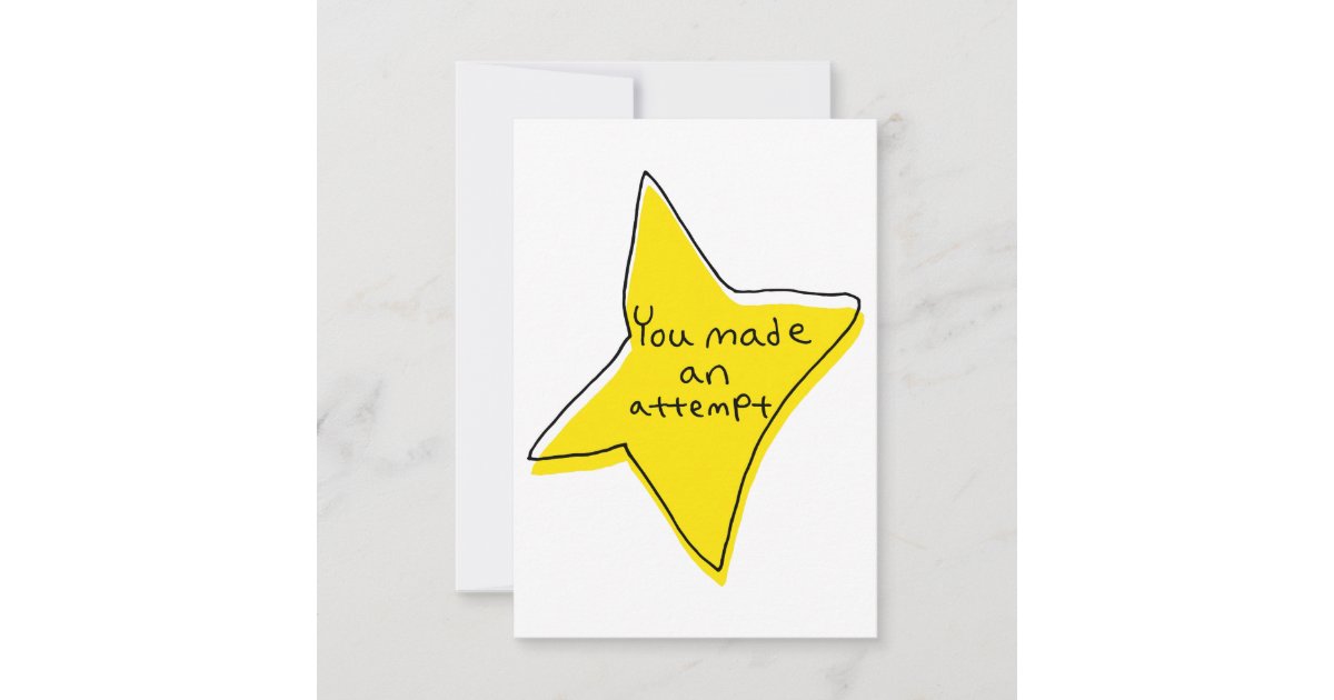 You Made An Attempt - Yellow Star Thank You Card | Zazzle