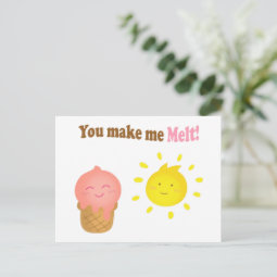 You make me melt, ice cream and sun, love humor postcard | Zazzle
