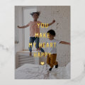 You Make My Heart Happy Valentine Foil Holiday Postcard | Zazzle