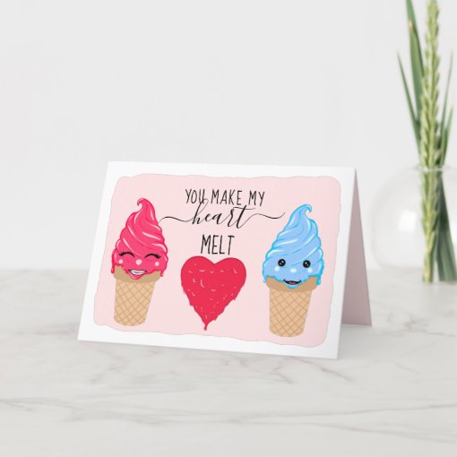 You Make My Heart Melt Ice Cream Valentine's Day Holiday Card | Zazzle