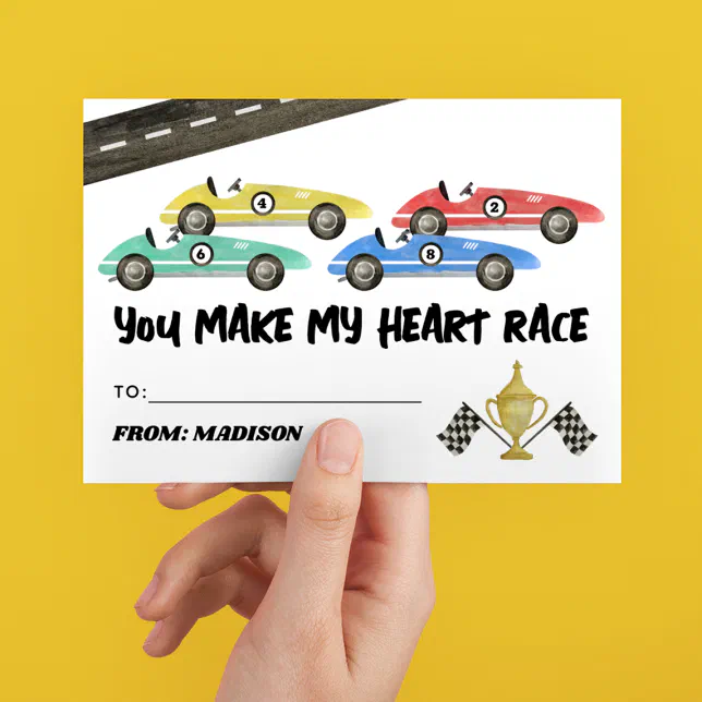 You Make My Heart Race Kids Valentine Day Card | Zazzle
