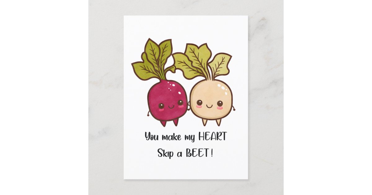 You Make My Heart Skip a Beet Valentines Day Pun Postcard | Zazzle