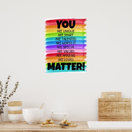 You Matter Rainbow Watercolor Poster | Zazzle