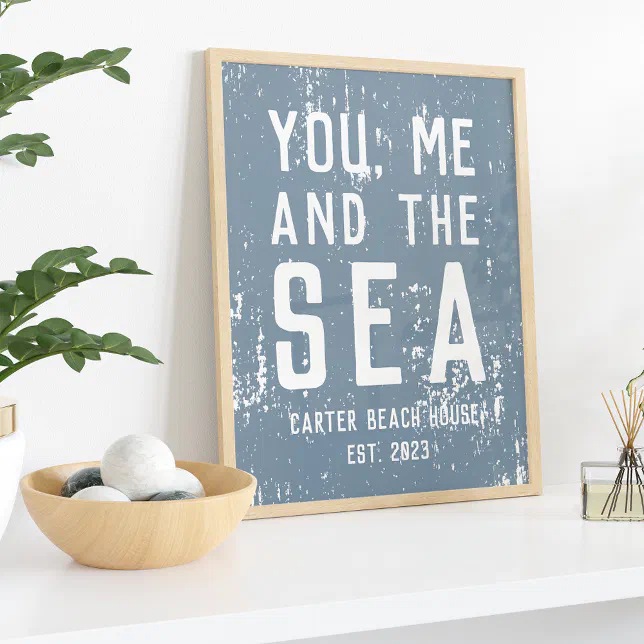 You, Me and the Sea Personalized Beach House Print | Zazzle