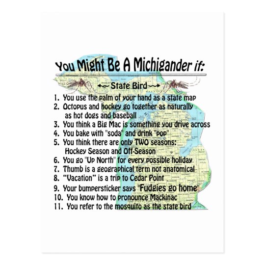 You Might Be A Michigander If: Postcard | Zazzle.com