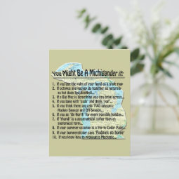 You Might Be A Michigander if: Postcard | Zazzle