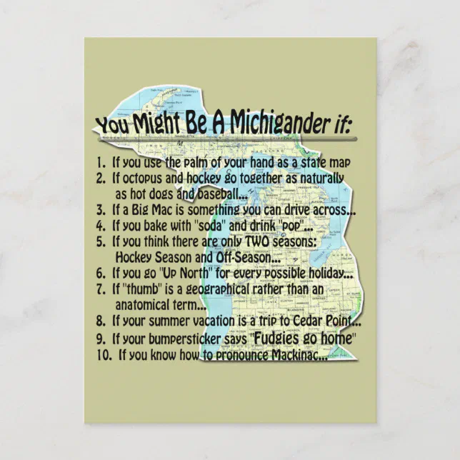 You Might Be A Michigander if: Postcard | Zazzle