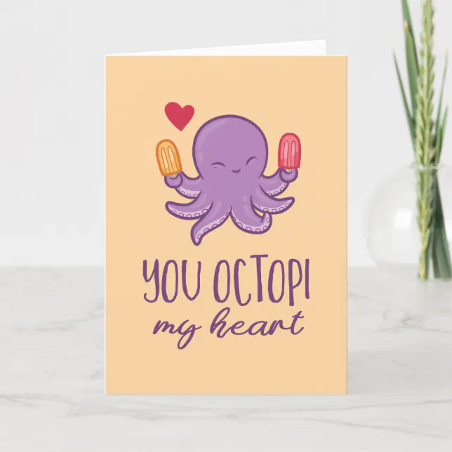 You Octopi My Heart Octopus Funny Valentine's Day Holiday Card | Zazzle