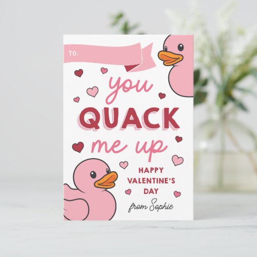 You Quack Me Up Classroom Valentines Day Card | Zazzle
