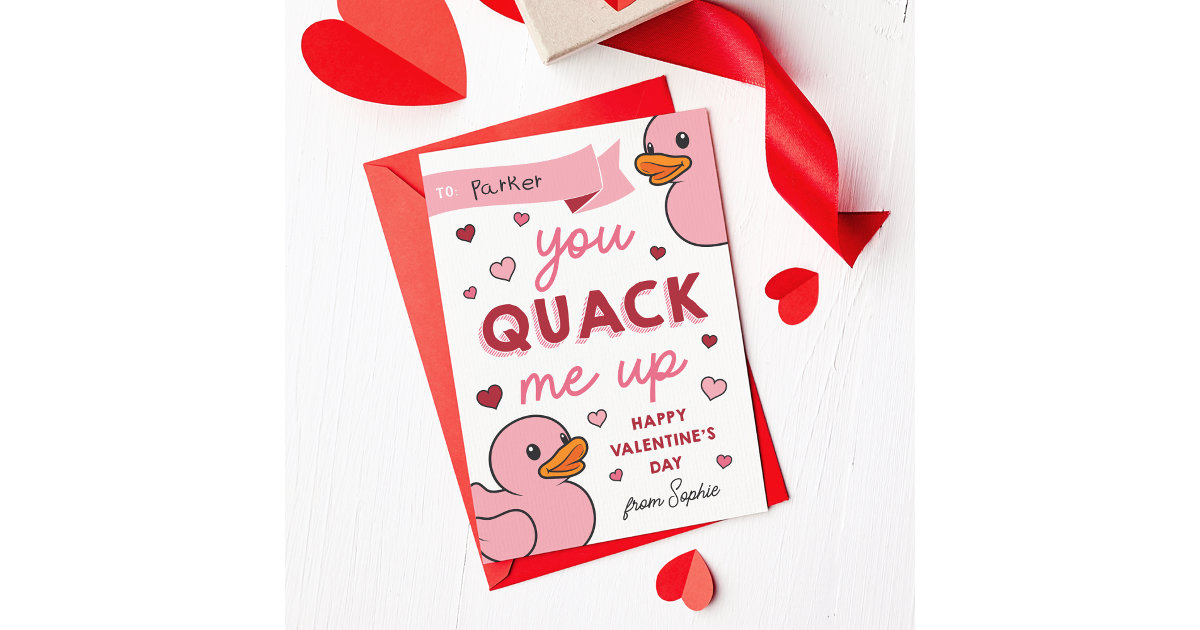 You Quack Me Up Classroom Valentines Day Card | Zazzle