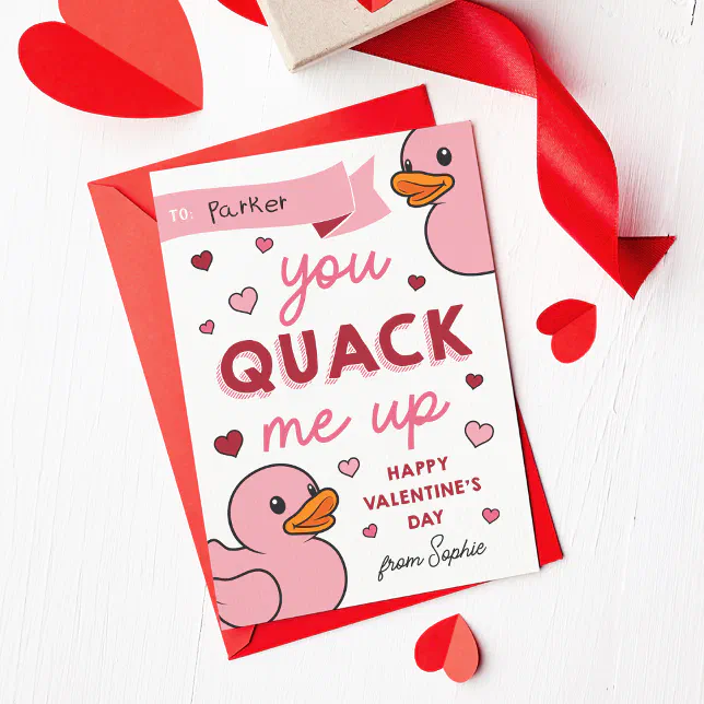 You Quack Me Up Classroom Valentines Day Card | Zazzle