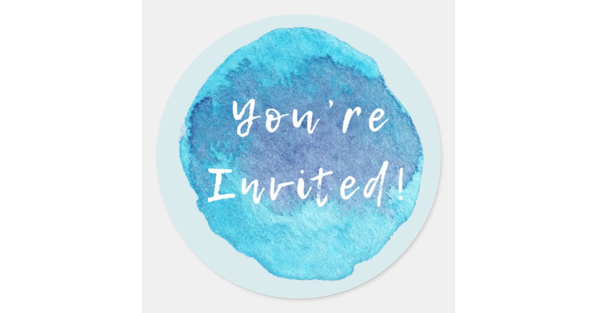 You’re Invited Watercolor Blues Classic Round Sticker | Zazzle You’re Invited Watercolor Blues Classic Round Sticker | Zazzle