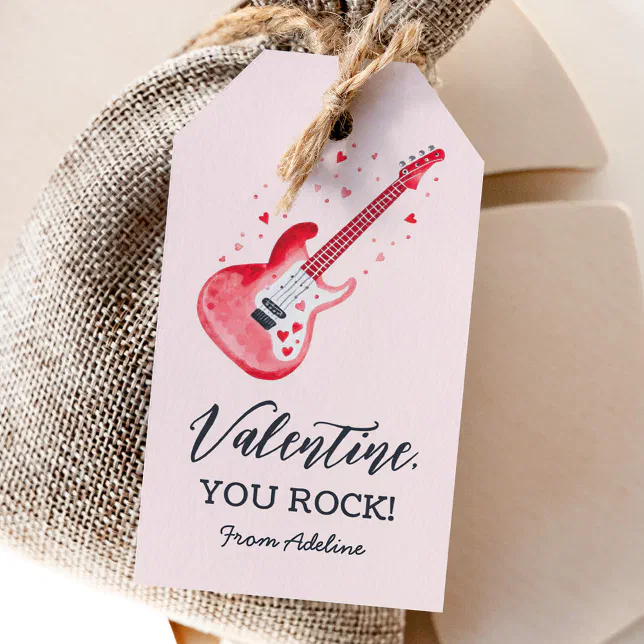 You Rock Electric Guitar Kids Valentines Day Gift Tags | Zazzle