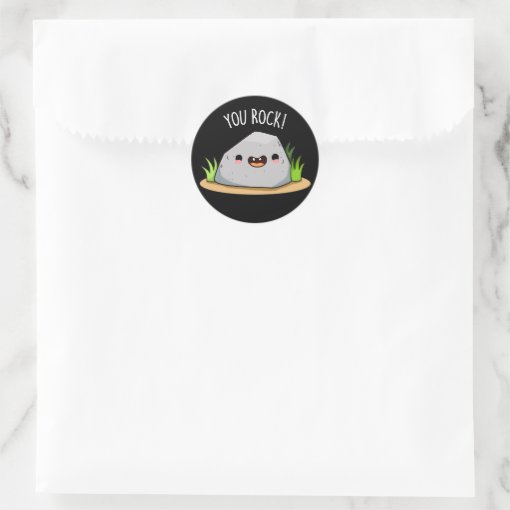 You Rock Funny Geology Pun Dark BG Classic Round Sticker | Zazzle