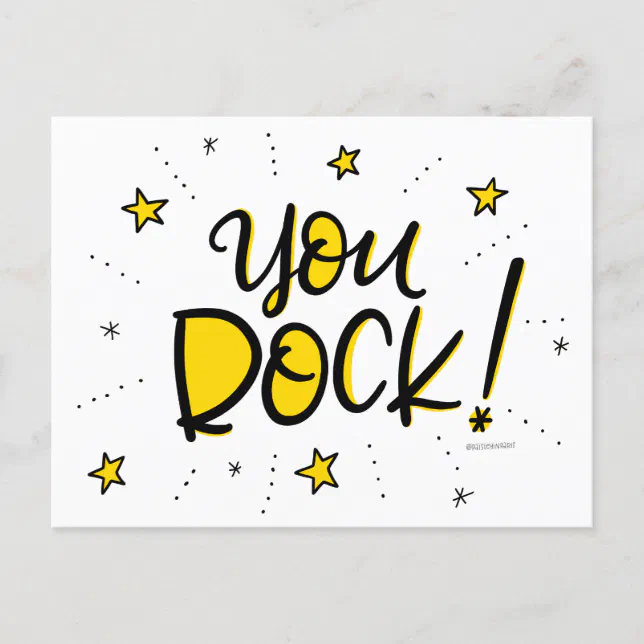 You Rock, hand lettered Postcard | Zazzle