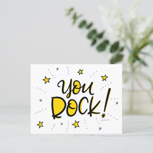 You Rock, hand lettered Postcard | Zazzle