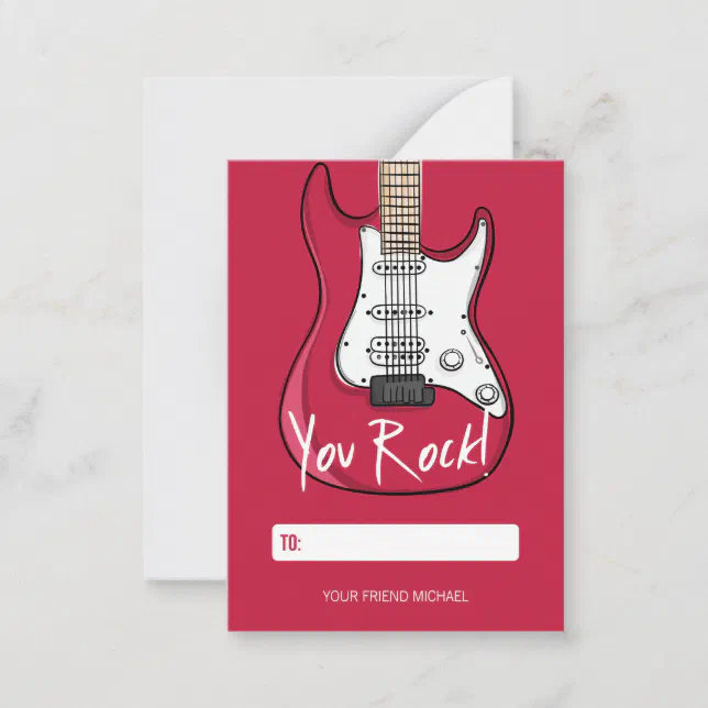 You Rock Kids Classroom Valentine Card, 100pk Note Card | Zazzle