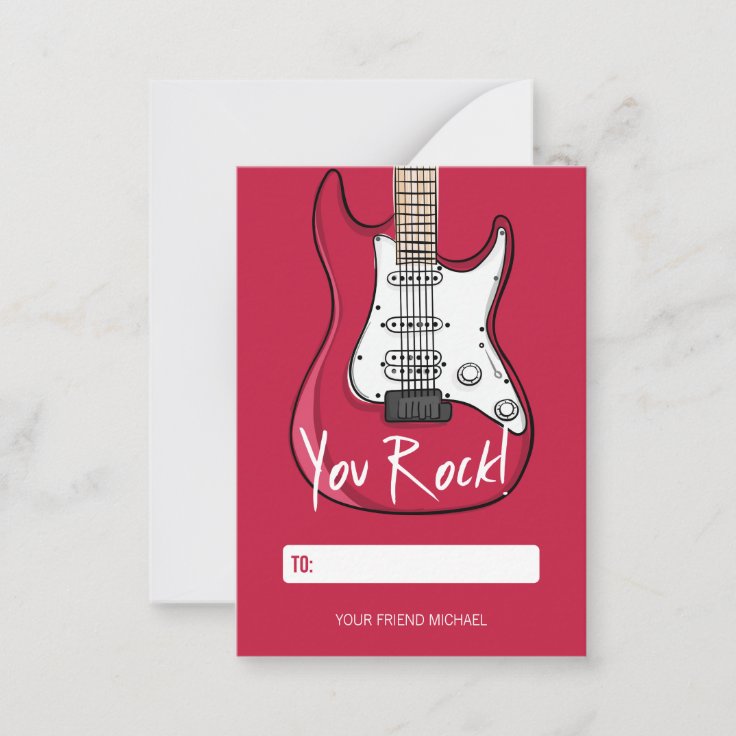 You Rock Kids Classroom Valentine Card, 100pk Note Card | Zazzle