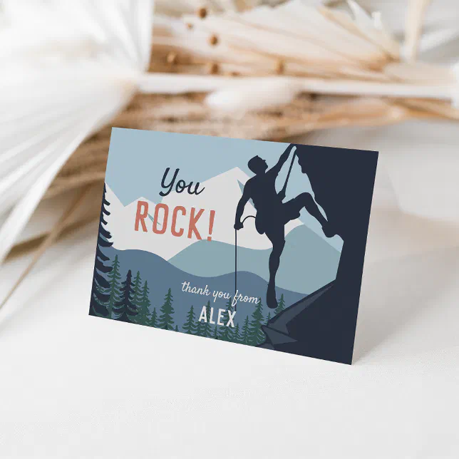 You Rock | Kids Rock Climbing Theme Thank You Card | Zazzle