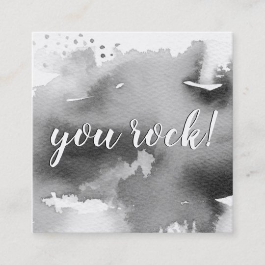 YOU ROCK modern hand lettered script black Square Business Card ...