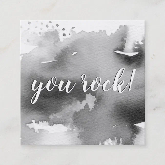 YOU ROCK modern hand lettered script black Square Business Card | Zazzle