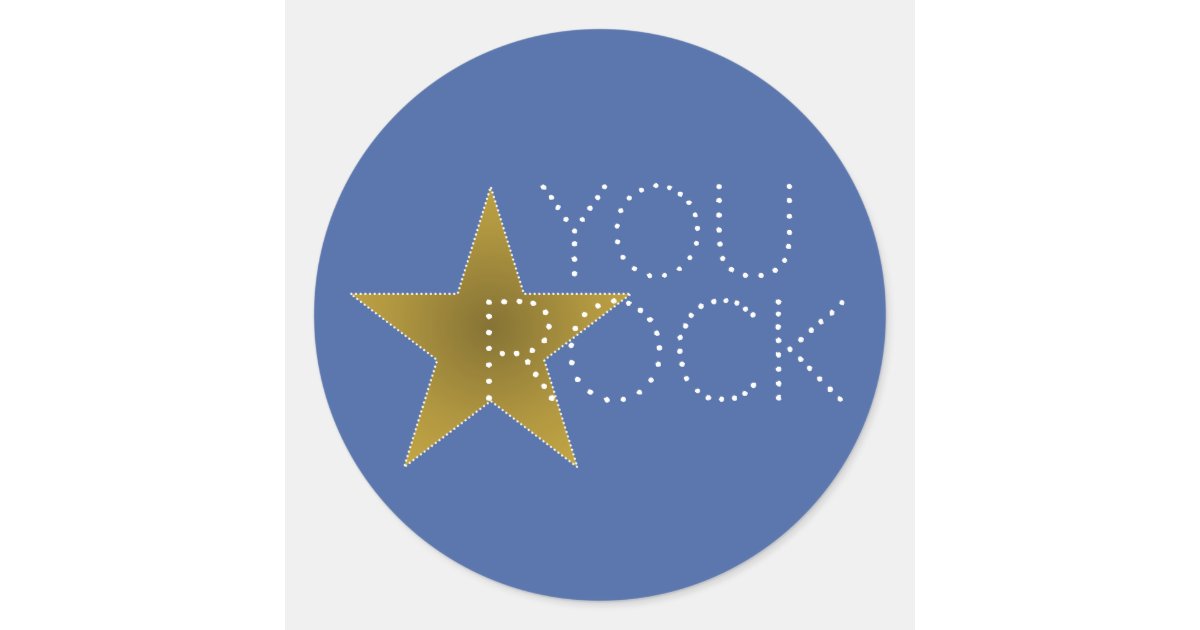 You Rock Star Birthday Party Stickers Blue Gold | Zazzle