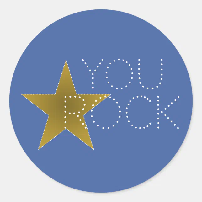 You Rock Star Birthday Party Stickers Blue Gold | Zazzle