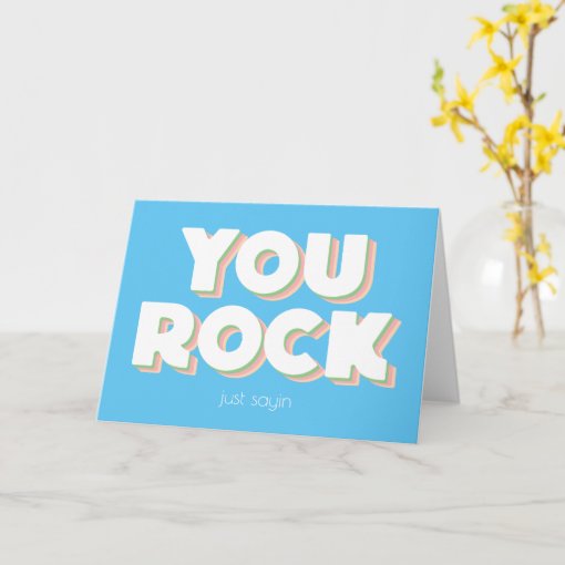 You Rock Thank You Blue Folded Greeting Card | Zazzle