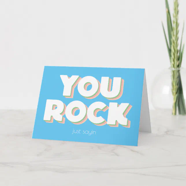You Rock Thank You Blue Folded Greeting Card | Zazzle