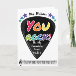 You ROCK Thank you for all you do music teacher Card | Zazzle