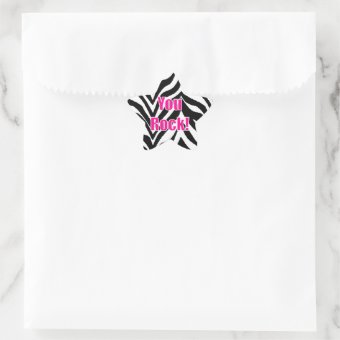 You Rock! Zebra Print Star Star Sticker | Zazzle