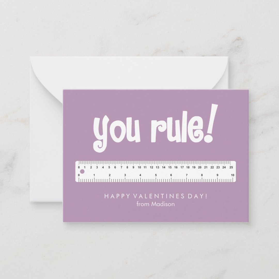 You Rule! Kids Classroom Valentines Note Card | Zazzle