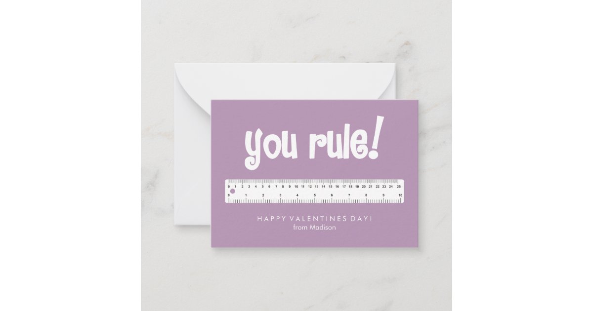 You Rule! Kids Classroom Valentines Note Card | Zazzle