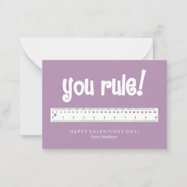 You Rule! Kids Classroom Valentines Note Card | Zazzle