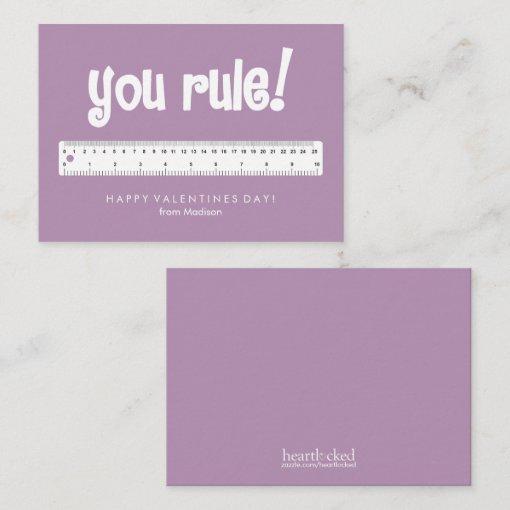 You Rule! Kids Classroom Valentines Note Card | Zazzle