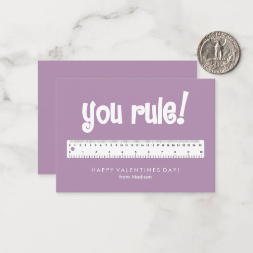 You Rule! Kids Classroom Valentines Note Card | Zazzle