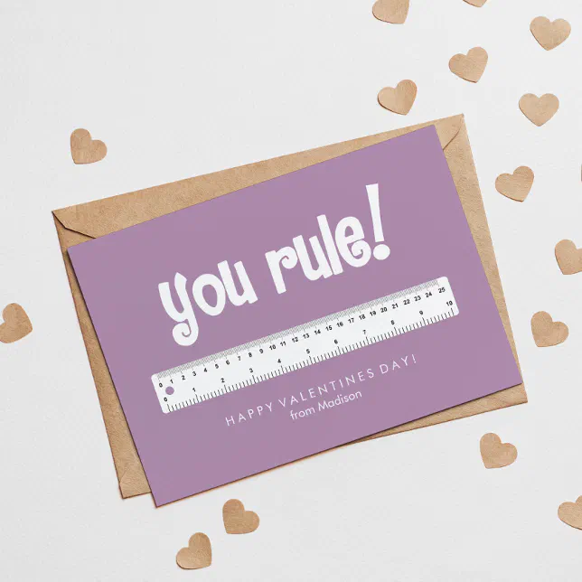 You Rule! Kids Classroom Valentines Note Card | Zazzle