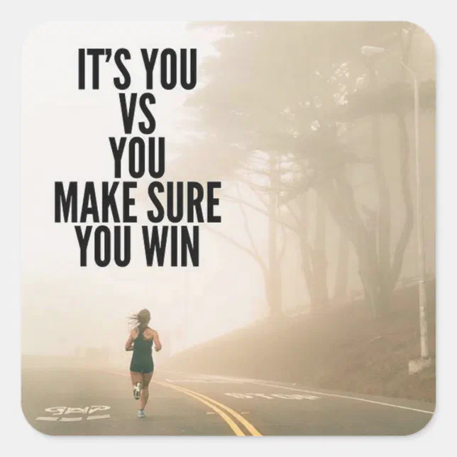 YOU vs YOU - Women's Workout Motivational Square Sticker | Zazzle