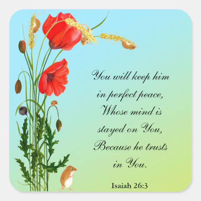 You will keep him in perfect peace Bible Verse Square Sticker | Zazzle
