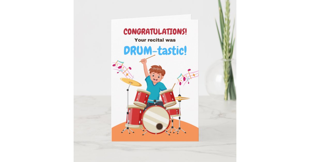 Young Boy Congratulations Drum Recital Cute Card | Zazzle