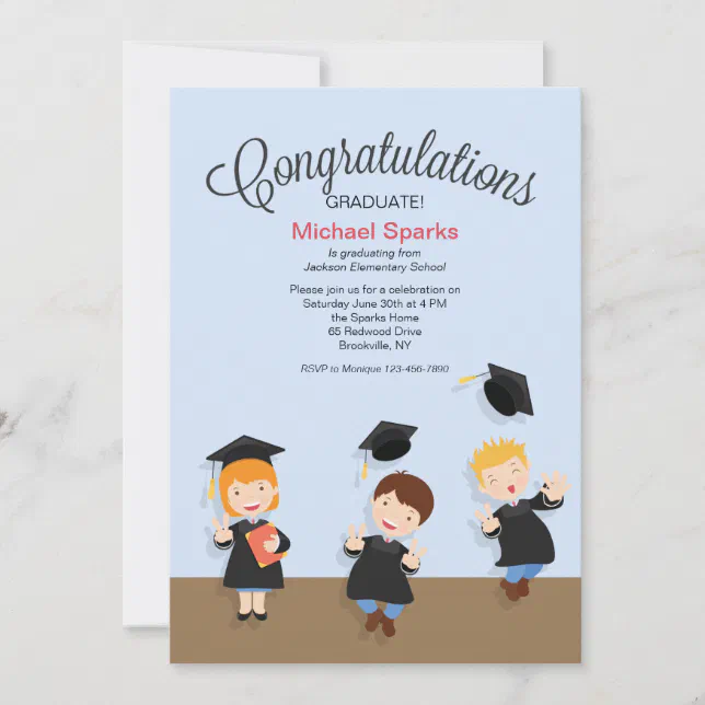 Young Boy Graduate Graduation Invitation | Zazzle