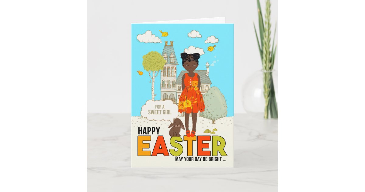 Young Child African American Girl Easter Card | Zazzle