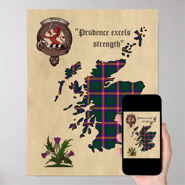 Young Clan Badge and Tartan Poster 11x14 | Zazzle