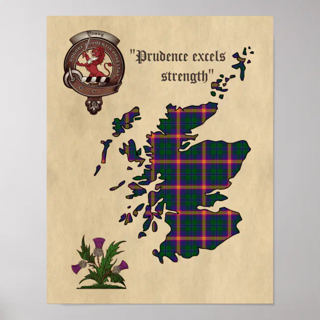 Young Clan Badge and Tartan Poster 11x14 | Zazzle