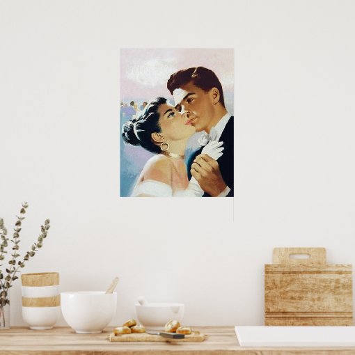 Young couple dancing together, vintage romantic poster | Zazzle