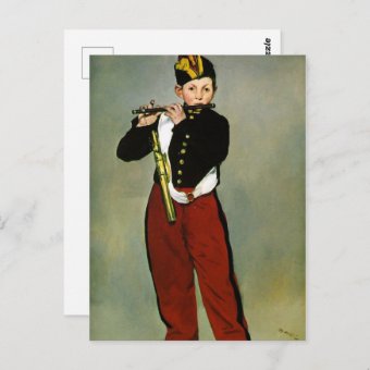 Young Flautist Fifer Manet Impressionist Painting Postcard | Zazzle