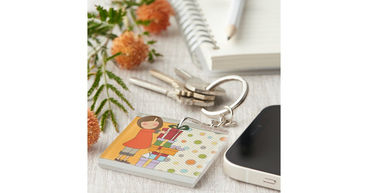 Young Girl Happy Birthday Keychain | Zazzle