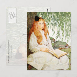 Young Girl Reading under the Willow tree Postcard | Zazzle