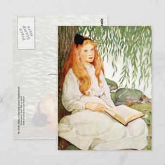 Young Girl Reading under the Willow tree Postcard | Zazzle